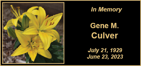 Obituary - Gene M. Culver | Kiowa County Press - Eads, Colorado, Newspaper