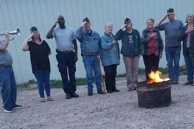 Flag retirement ceremony conducted by the Kit Carson VFW Post ...